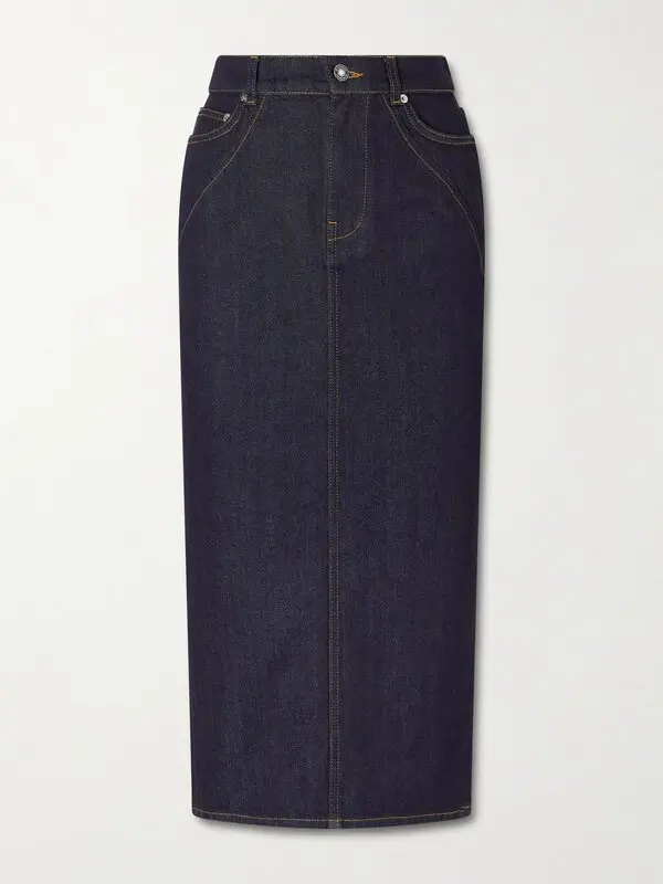 Givenchy Paneled Denim Midi Skirt - Blue