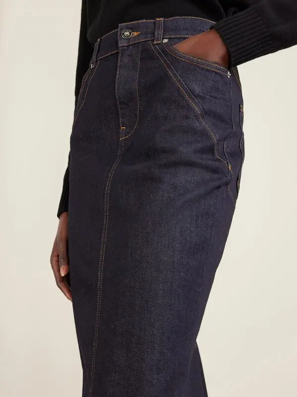 Givenchy Paneled Denim Midi Skirt - Blue