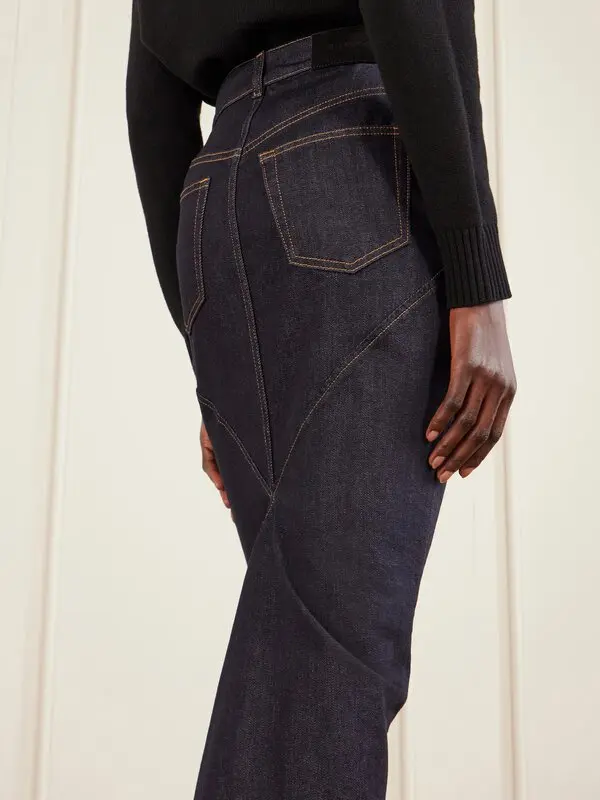 Givenchy Paneled Denim Midi Skirt - Blue