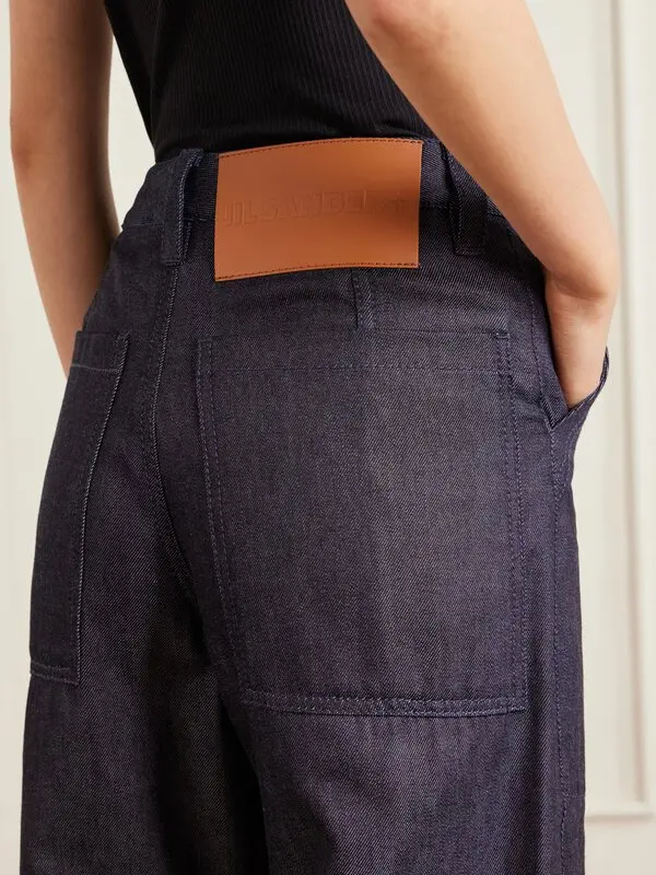 JIL SANDER Cropped Boyfriend Jeans - Blue