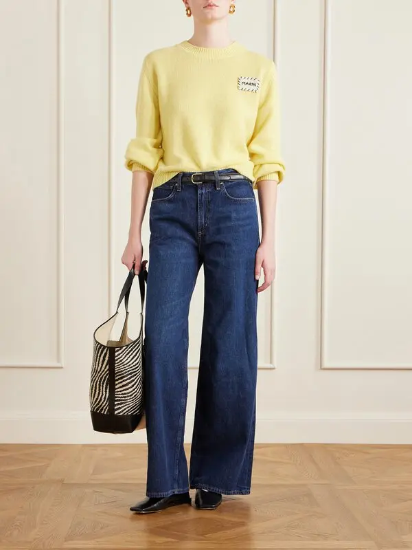 Marni Appliquéd Cashmere Sweater - Yellow