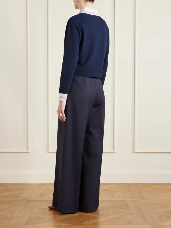 Marni Striped Embroidered Cotton-piqué Polo Shirt - Blue