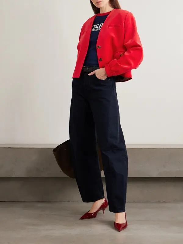 BLAZÉ MILANO Riviera Cotton And Linen-blend Velvet Jacket - Red