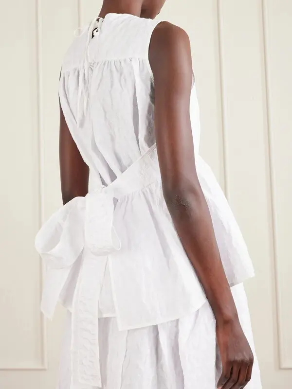 Cecilie Bahnsen Margueritte Embroidered Peplum Top - White