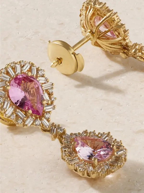 SUZANNE KALAN 18-karat Gold, Sapphire And Diamond Earrings
