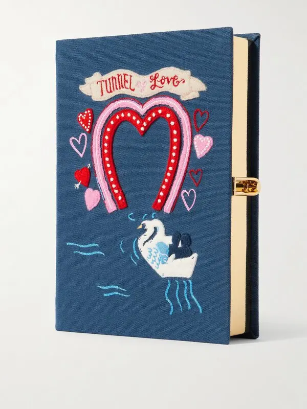 OLYMPIA LE-TAN Tunnel Of Love Appliquéd Clutch - Blue