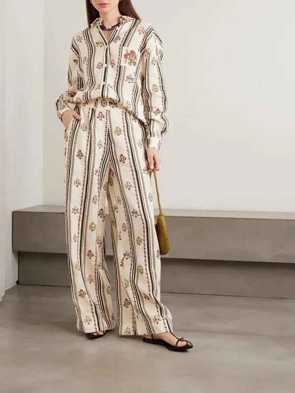 Agua Bendita Tota Andes Floral-print Linen Wide-leg Pants