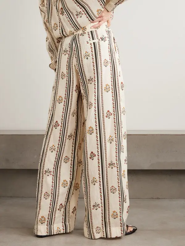 Agua Bendita Tota Andes Floral-print Linen Wide-leg Pants