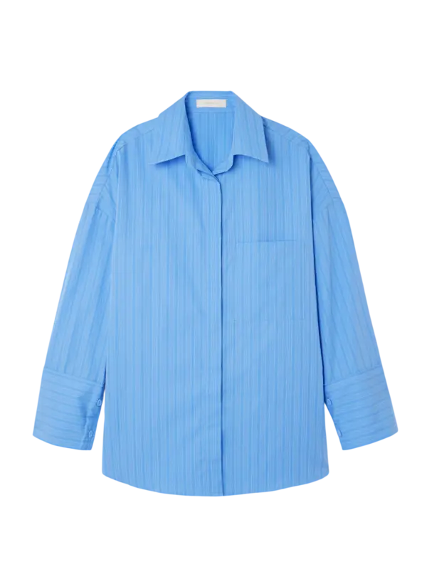 Faithfull The Brand Clemente Oversized Pinstriped Shirt - Blue