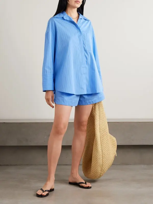 Faithfull The Brand Clemente Oversized Pinstriped Shirt - Blue