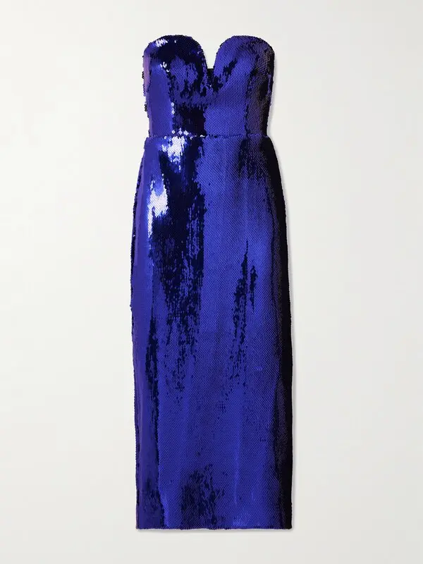 Alex Perry Strapless Sequined Midi Dress