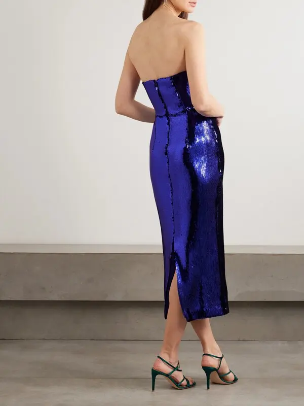 Alex Perry Strapless Sequined Midi Dress