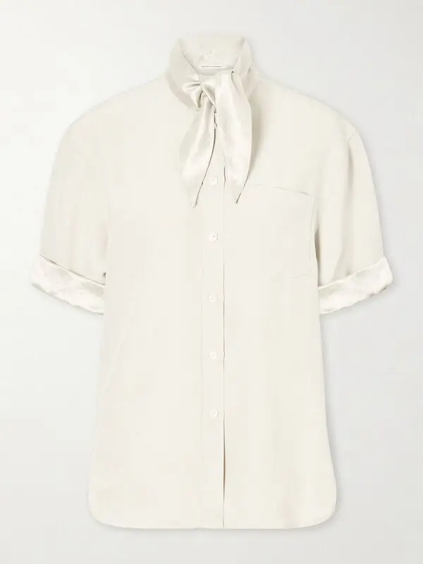 Maria Mcmanus Tie-detailed Crepe Shirt