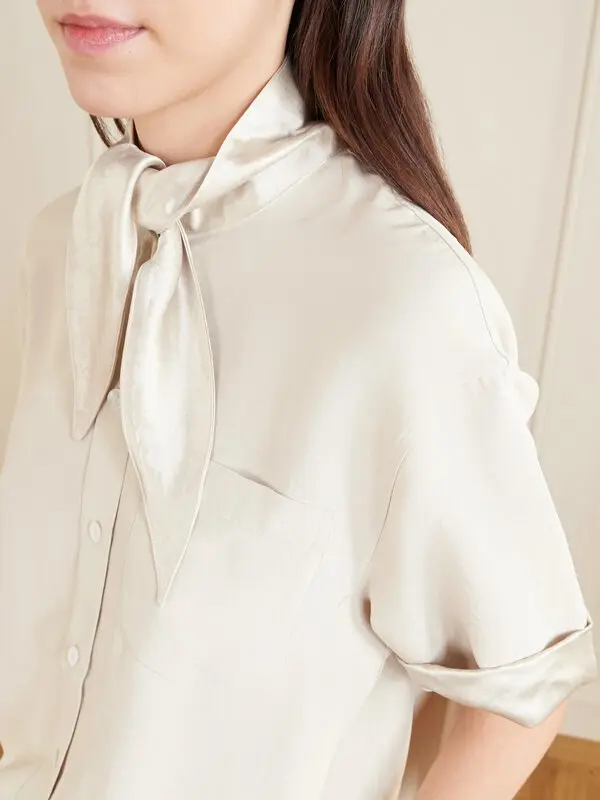 Maria Mcmanus Tie-detailed Crepe Shirt