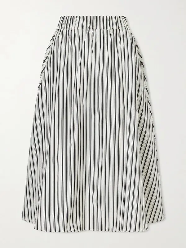 Maria Mcmanus Striped Organic Cotton-poplin Midi Circle Skirt