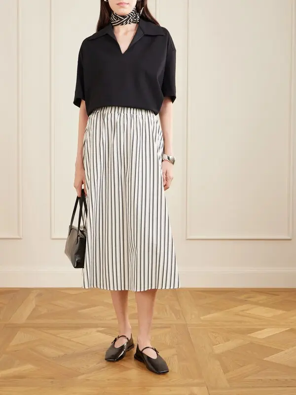 Maria Mcmanus Striped Organic Cotton-poplin Midi Circle Skirt