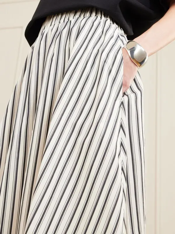 Maria Mcmanus Striped Organic Cotton-poplin Midi Circle Skirt