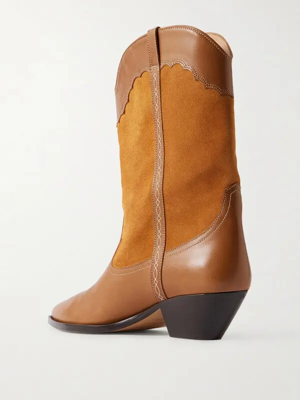 Isabel Marant Duerto Embroidered Suede And Leather Ankle Boots