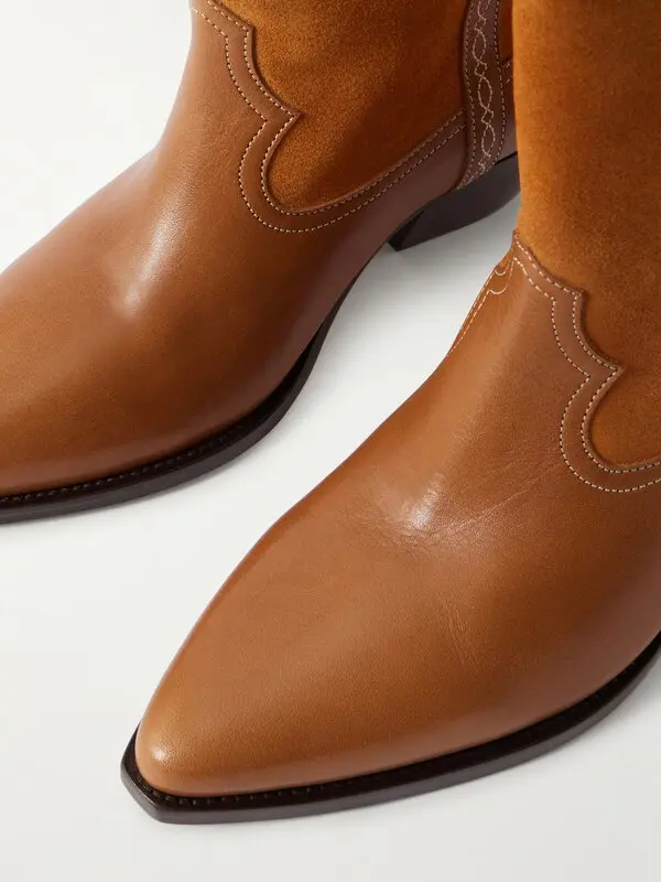 Isabel Marant Duerto Embroidered Suede And Leather Ankle Boots