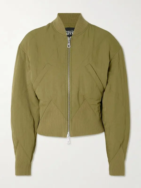 JEAN PAUL GAULTIER Paneled Quilted Recycled-shell Bomber Jacket - Green