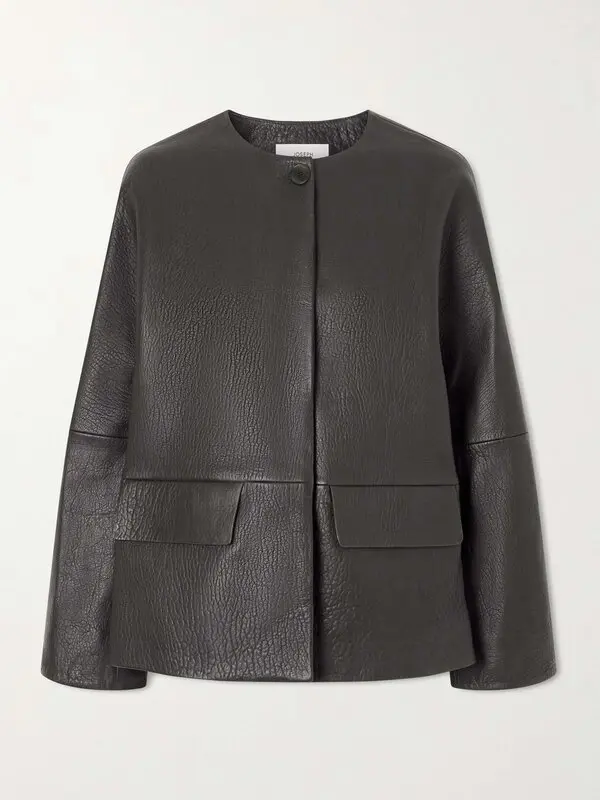 JOSEPH Barbs Paneled Textured-leather Jacket