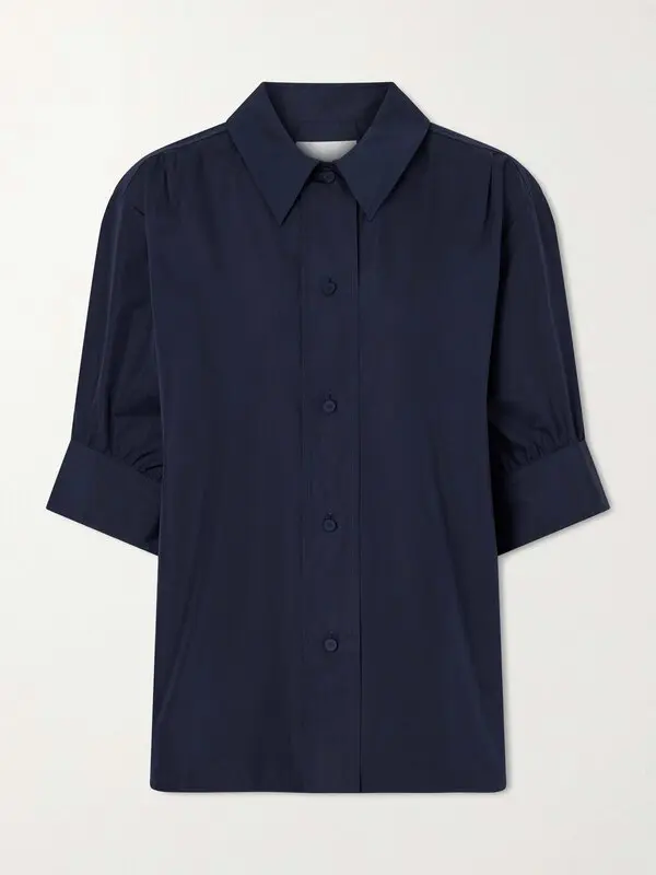 JIL SANDER Gathered Cotton-poplin Shirt