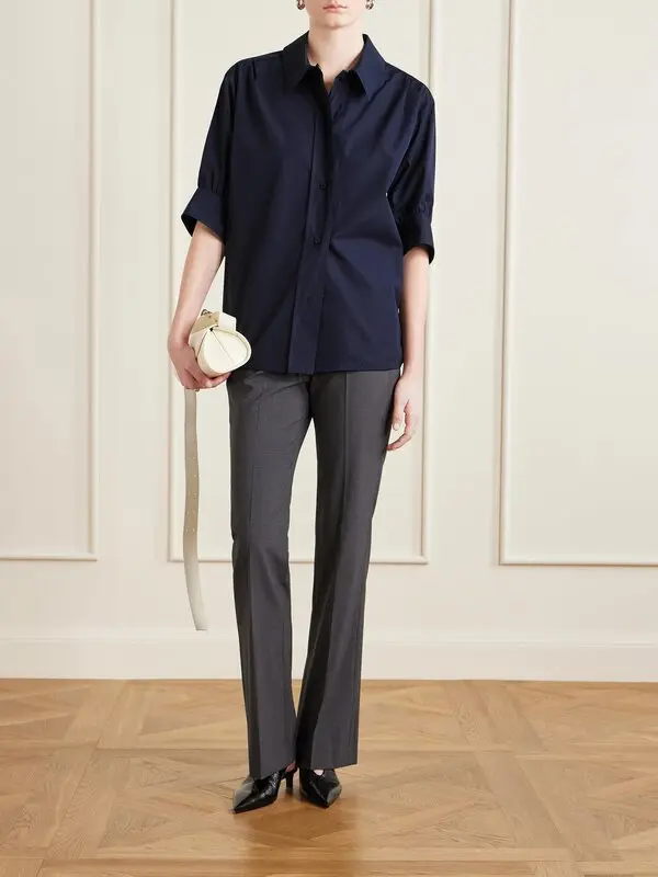 JIL SANDER Gathered Cotton-poplin Shirt