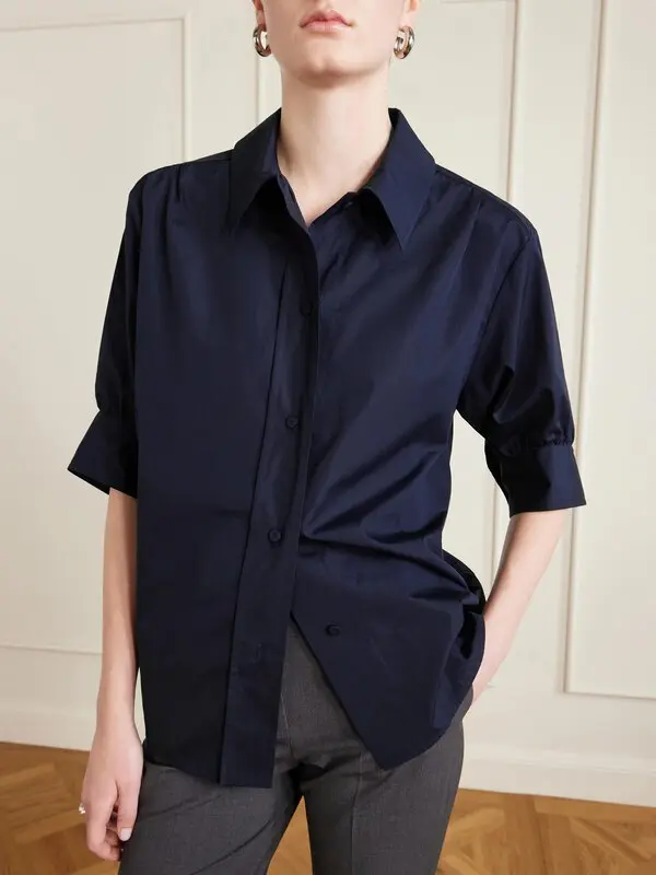 JIL SANDER Gathered Cotton-poplin Shirt
