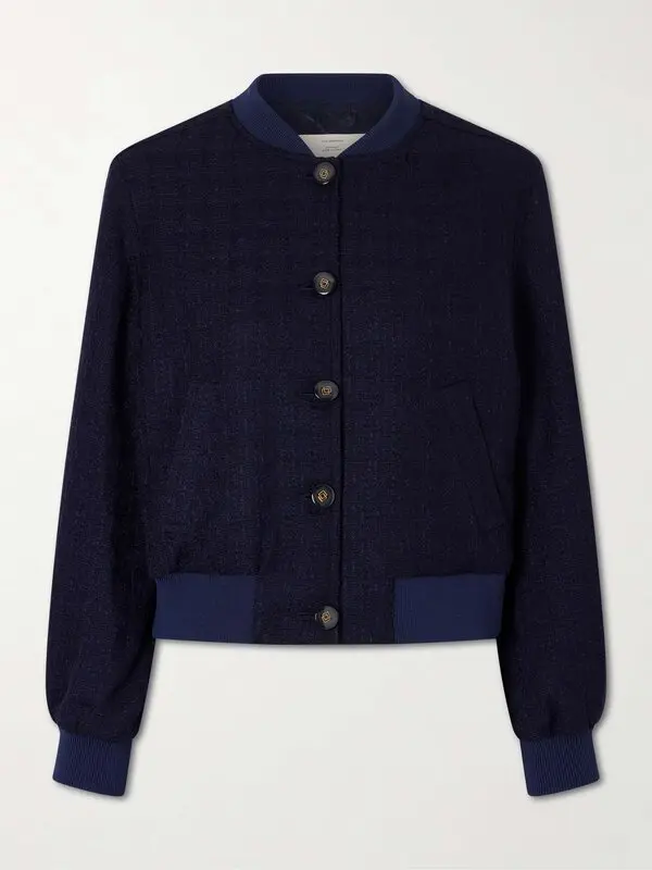 Giuliva Heritage Wool-blend Bouclé-tweed Bomber Jacket - Navy
