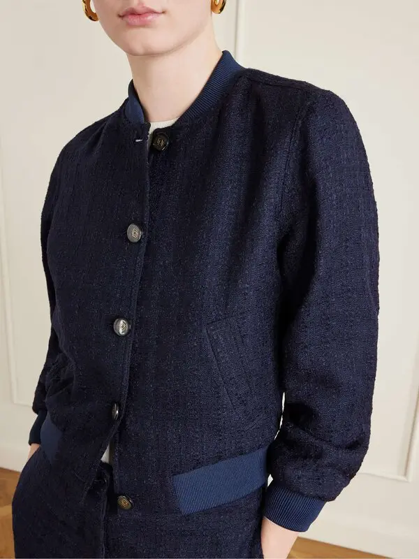 Giuliva Heritage Wool-blend Bouclé-tweed Bomber Jacket - Navy