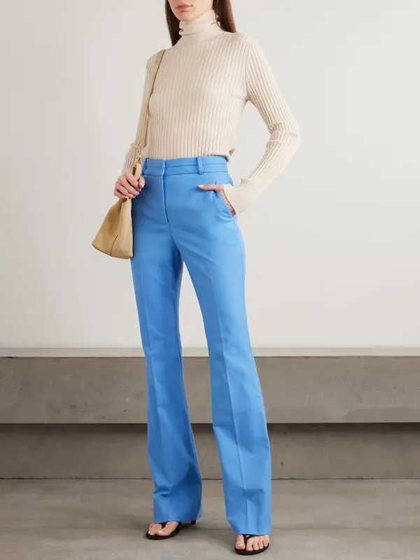 Veronica Beard Melvin Twill Flared Pants - Blue