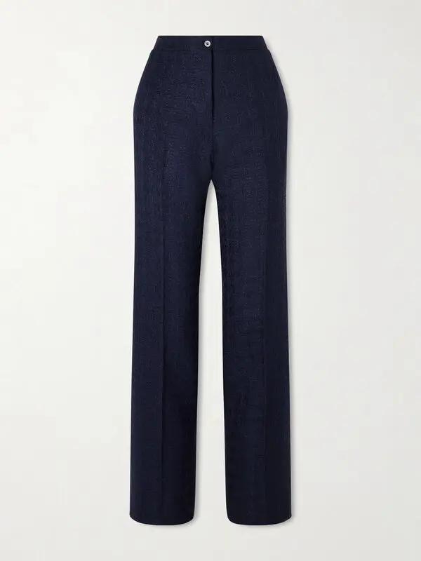 Giuliva Heritage Janice Wool-blend Bouclé-tweed Straight-leg Trousers