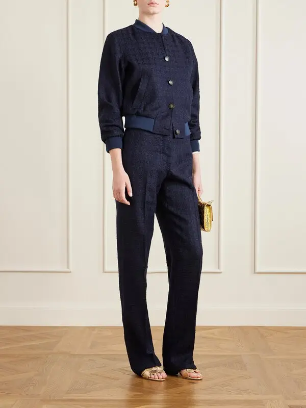 Giuliva Heritage Janice Wool-blend Bouclé-tweed Straight-leg Trousers