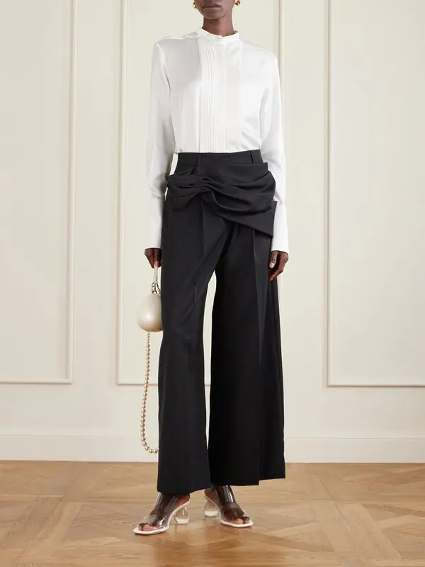 Simone Rocha Gathered Crepe Wide-leg Pants
