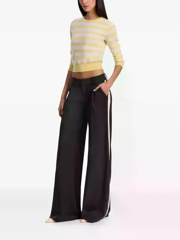 Alice + Olivia Carolann Striped Crewneck Sweater - Yellow