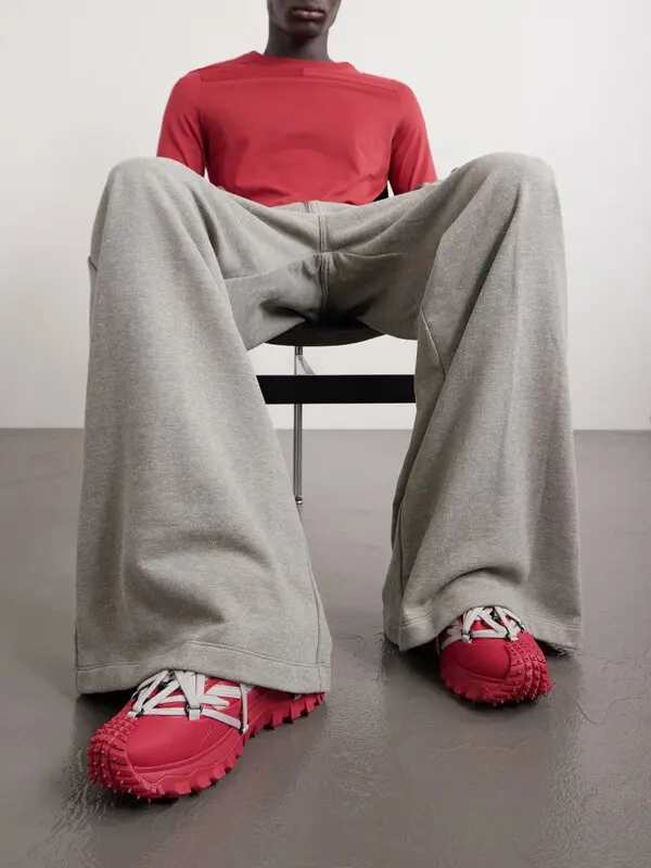 Rick Owens Moncler + Trailgrip Megalace® Leather Sneakers - Red