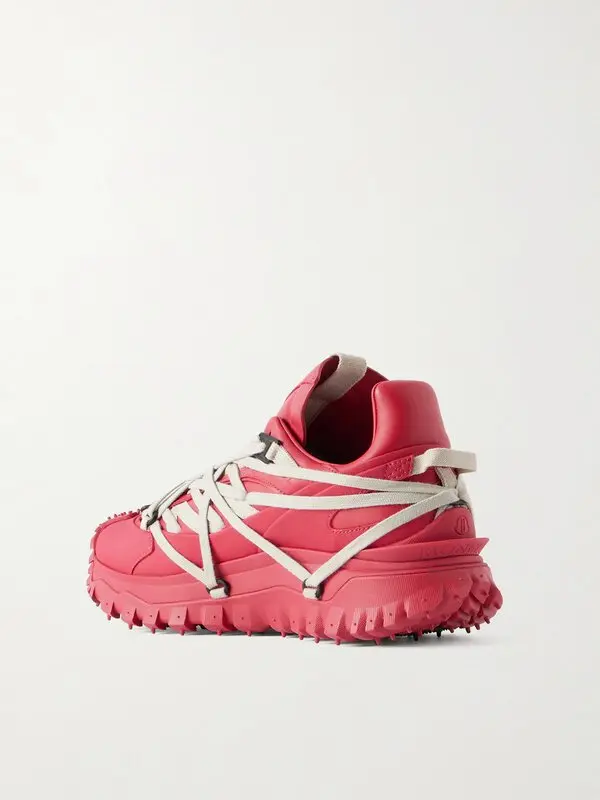 Rick Owens Moncler + Trailgrip Megalace® Leather Sneakers - Red