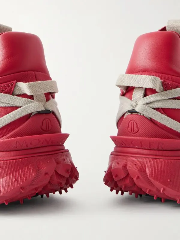 Rick Owens Moncler + Trailgrip Megalace® Leather Sneakers - Red