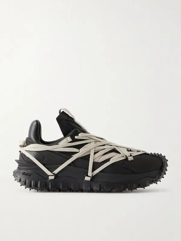 Rick Owens Moncler Trailgrip Megalace Leather Sneakers - Black