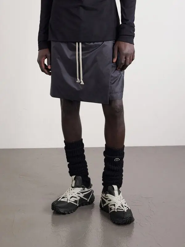 Rick Owens Moncler Trailgrip Megalace Leather Sneakers - Black