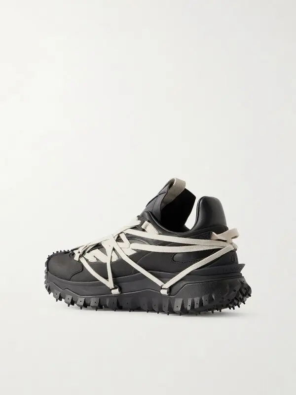 Rick Owens Moncler Trailgrip Megalace Leather Sneakers - Black