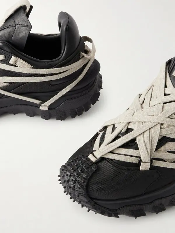 Rick Owens Moncler Trailgrip Megalace Leather Sneakers - Black