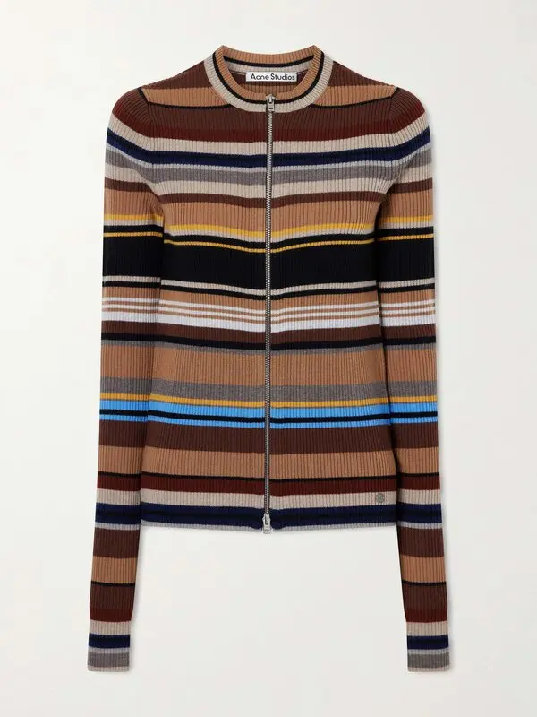 Acne Studios Striped Ribbed Wool Cardigan - Multi