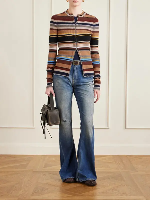 Acne Studios Striped Ribbed Wool Cardigan - Multi