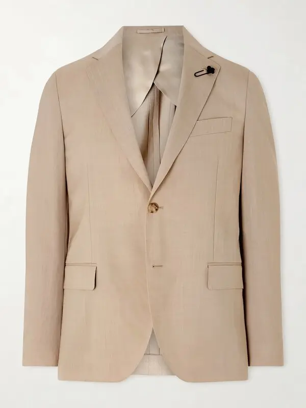LARDINI Embellished Virgin Wool Suit Jacket - Neutrals
