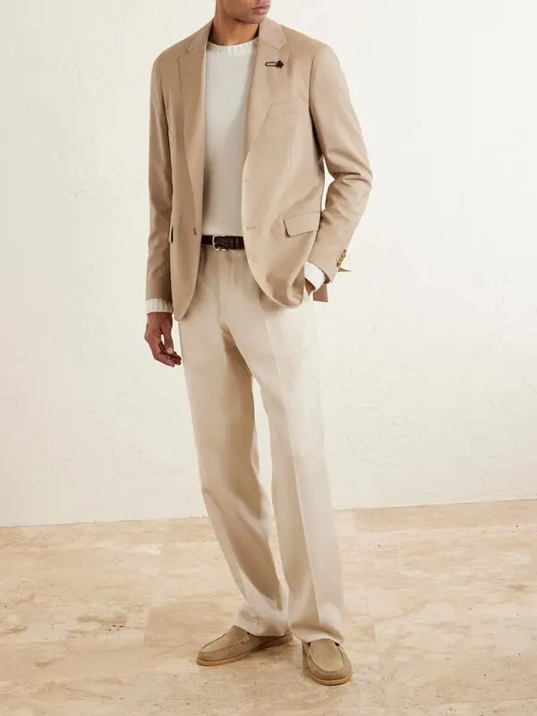 LARDINI Embellished Virgin Wool Suit Jacket - Neutrals
