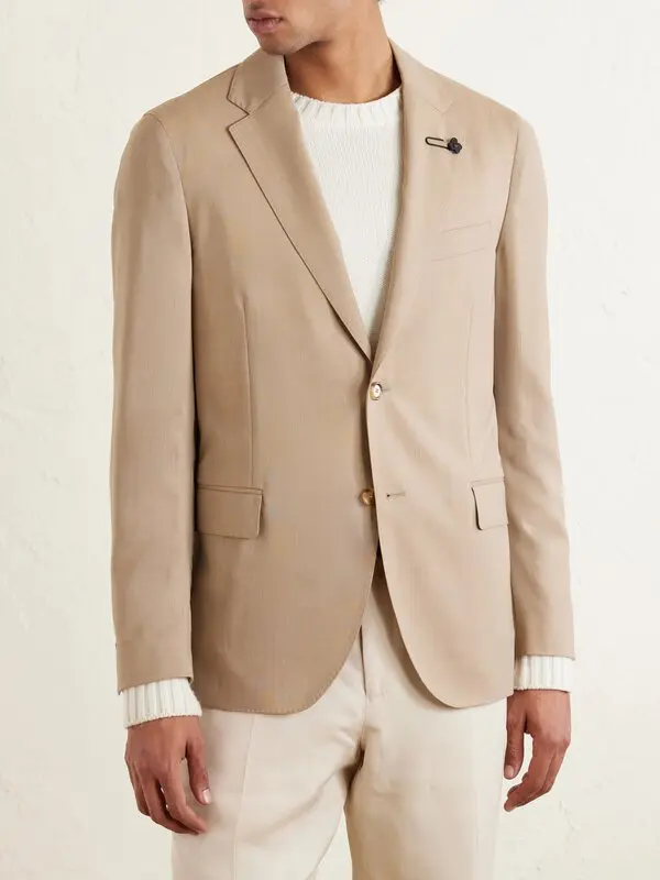 LARDINI Embellished Virgin Wool Suit Jacket - Neutrals