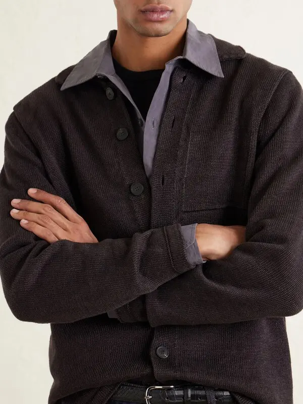 Inis Meáin Linen Cardigan - Brown