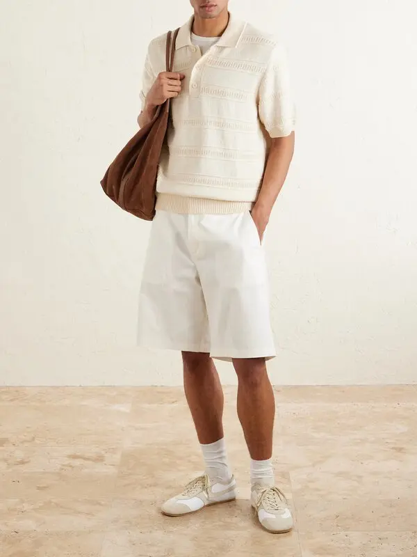 LARDINI Striped Organic And Recycled-cotton Polo Shirt