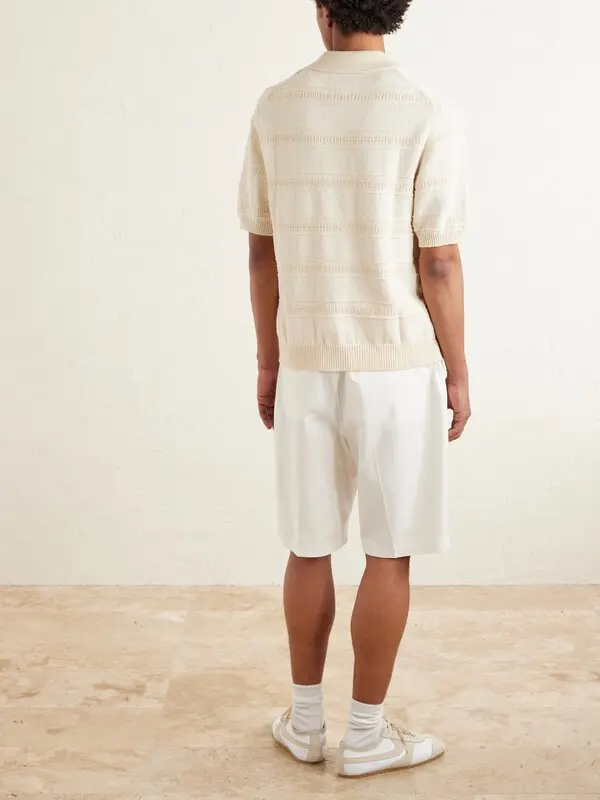 LARDINI Striped Organic And Recycled-cotton Polo Shirt